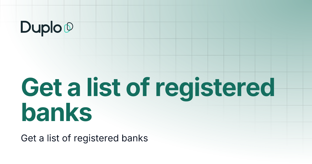 Get a list of registered banks | Duplo API Documentation