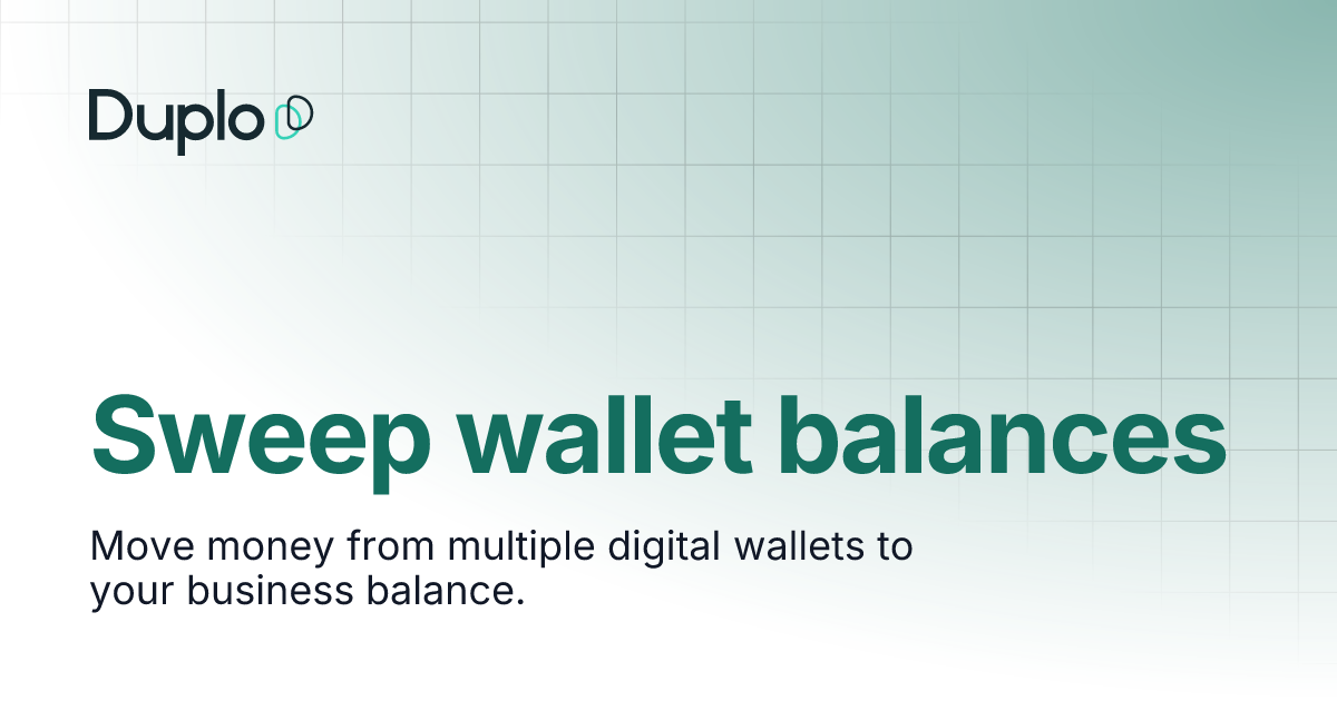 Sweep wallet balances | Duplo API Documentation